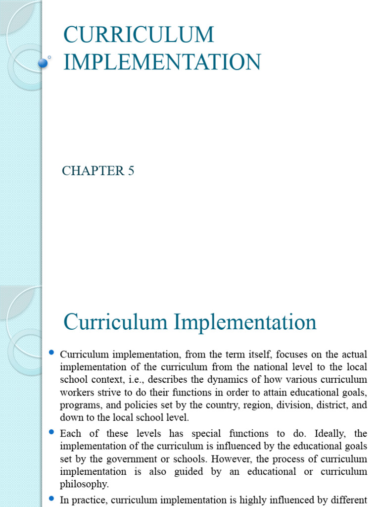 Chapter 5 Curriculum Implementation 1 | PDF | Curriculum | Teachers