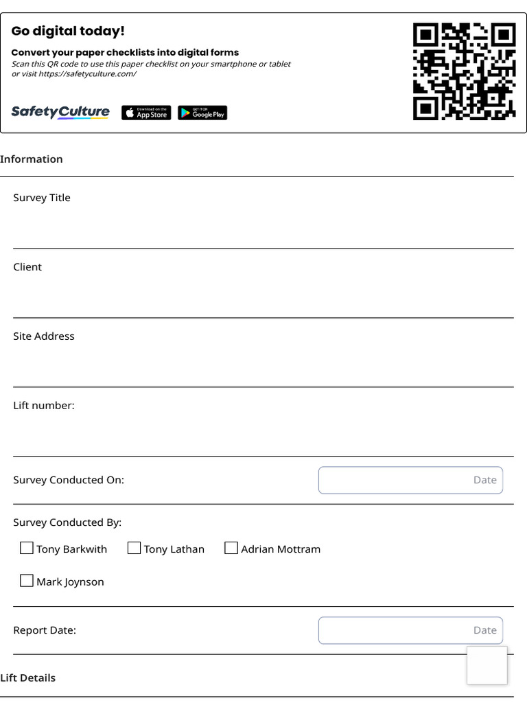 Lift Survey Report - SafetyCulture | PDF