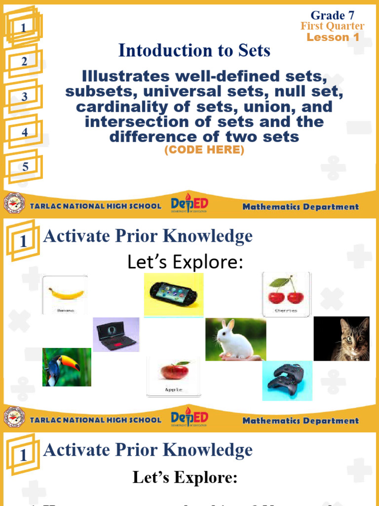 Introduction to Sets for Grade 7 | PDF | Set (Mathematics) | Mathematics