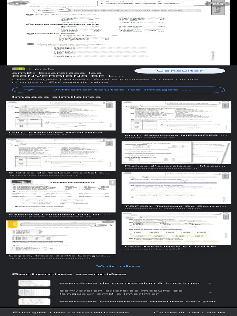 Evaluation Cm2 Tableau de Conversion Cm2 - Recherche Google | PDF ...