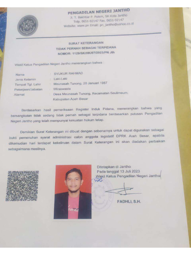 Surat PN Syukur | PDF