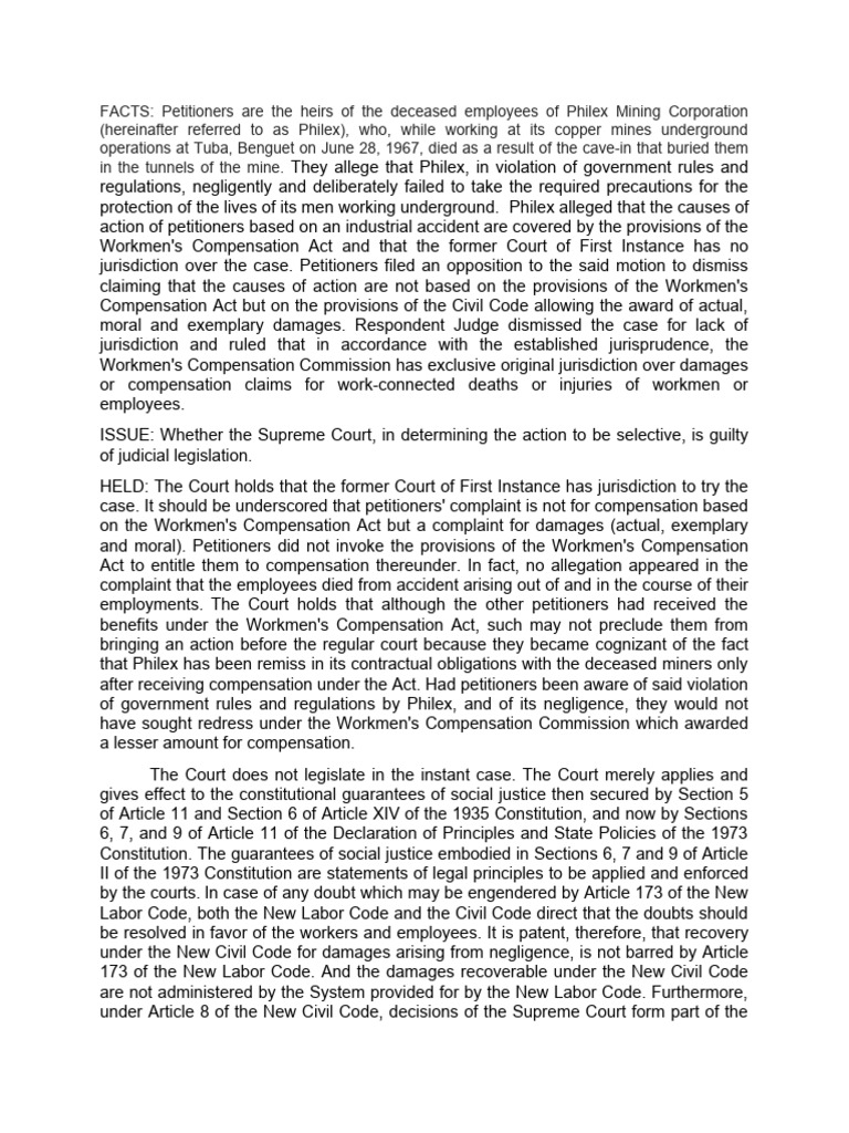Floresca Vs Philex Mining | PDF | Labour Law | Damages Floresca Vs Philex Mining | PDF | Labour Law | Damages