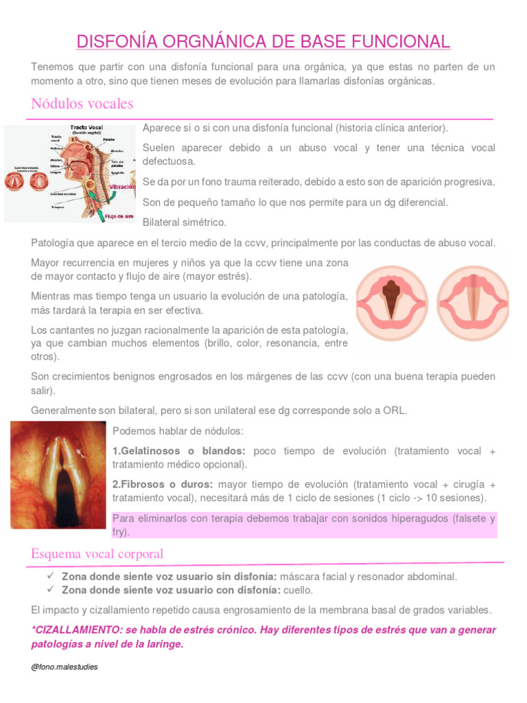 Disfonía Orgánica de Base Funcional | PDF | Tos | Enfermedades y trastornos
