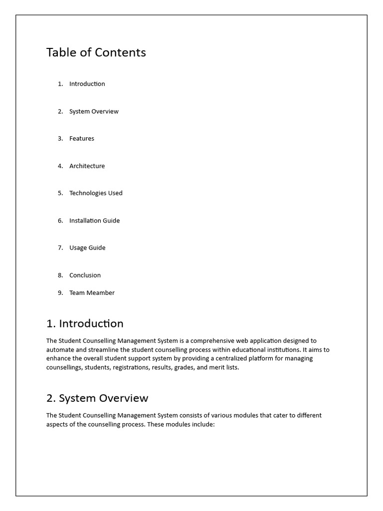 Student Counseling Management System Project Documentation | PDF ...