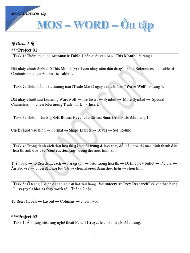 MOS-Word-2016- P- N- N-t p.pdf; Filename = UTF-8''MOS-Word-2016-Đáp-án-Ôn-tập | PDF