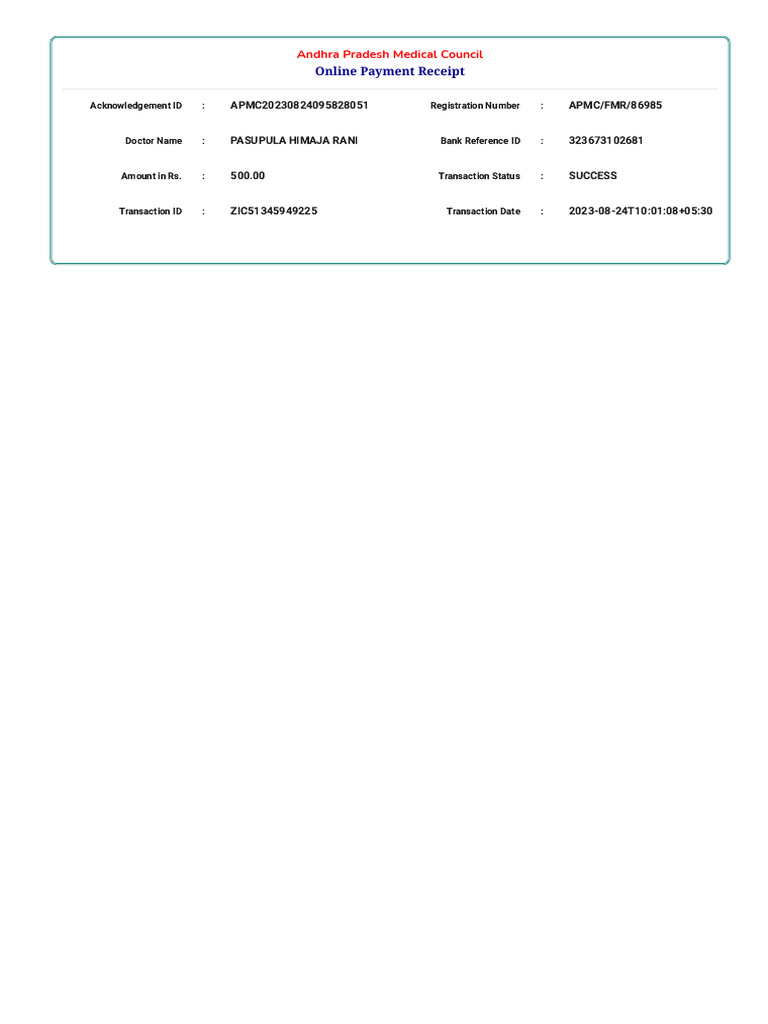 Online.apmc.AP.gov.in Drprofile DoctorRegistration Print PaymentReceipt | PDF