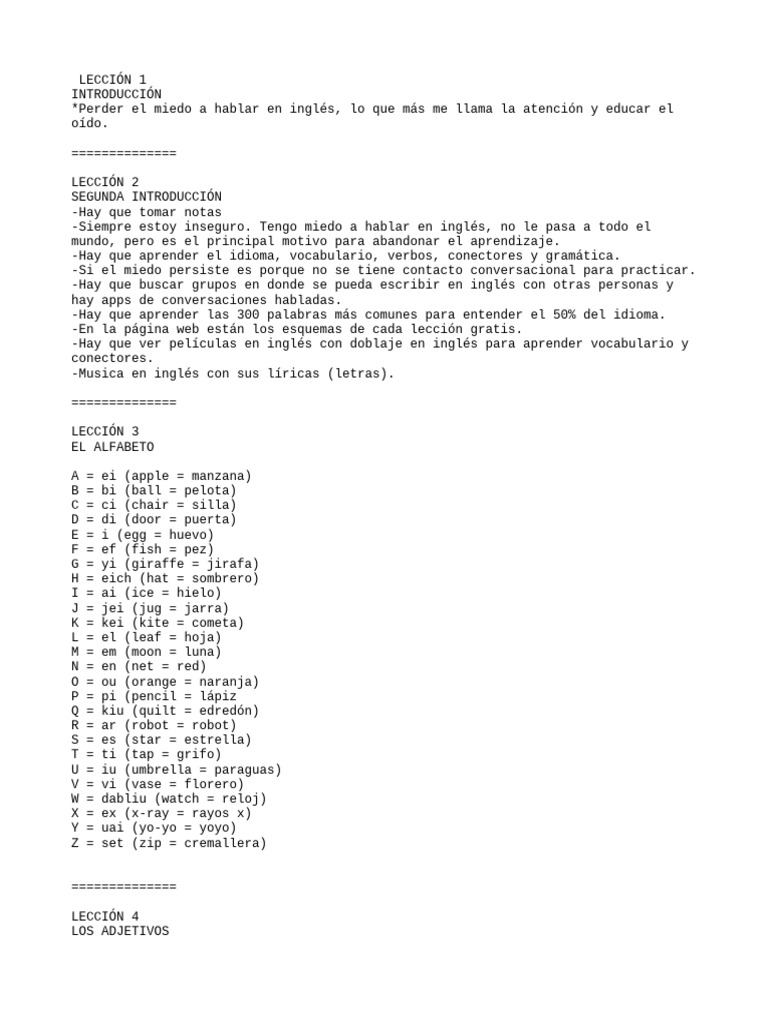 NOTAS DE CLASES EN INGLES | PDF | Sustantivo | Adjetivo