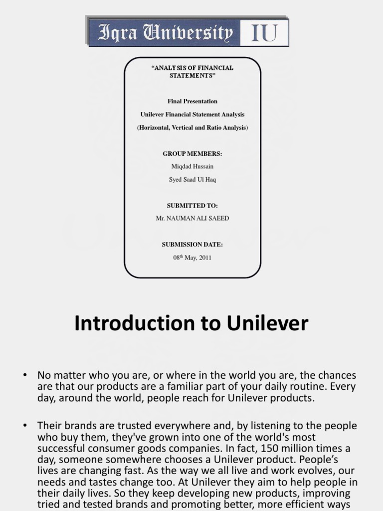 ANALYSIS OF FINANCIAL STATEMENTS of UNILEVER PAKISTAN | PDF | Revenue ...