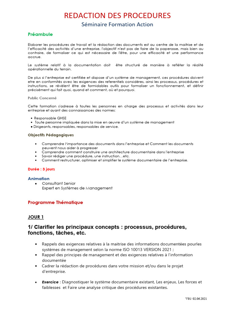 Fiche Technique Rédaction Des Procedures V01 | PDF