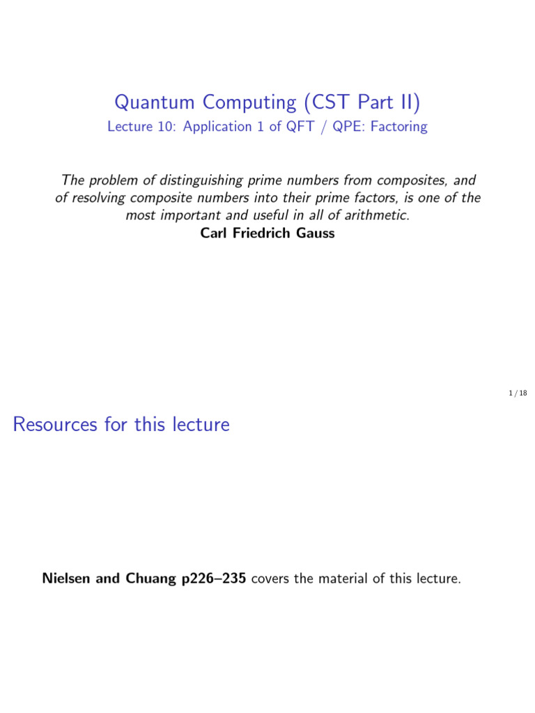 Quantum Computing Lecture 10 | PDF | Public Key Cryptography | Cryptography