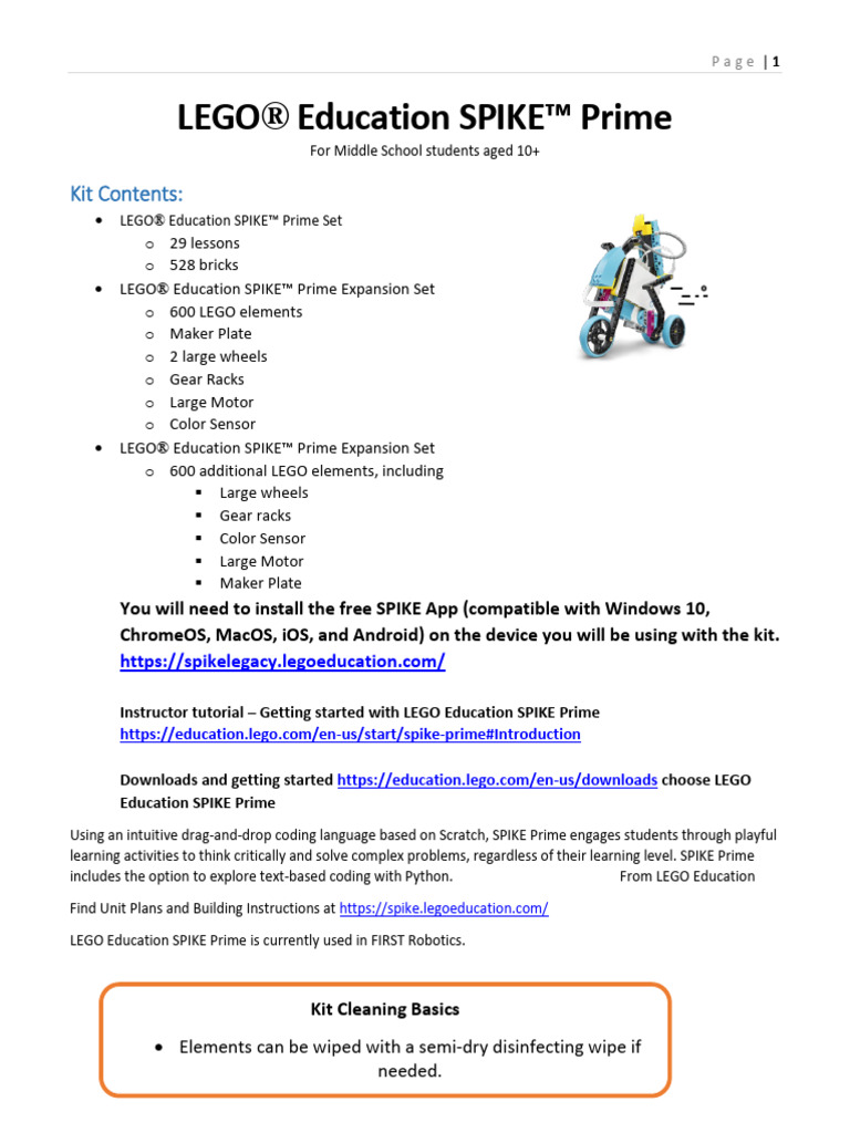 LEGOSPIKEPrime Quick Start Guide | PDF
