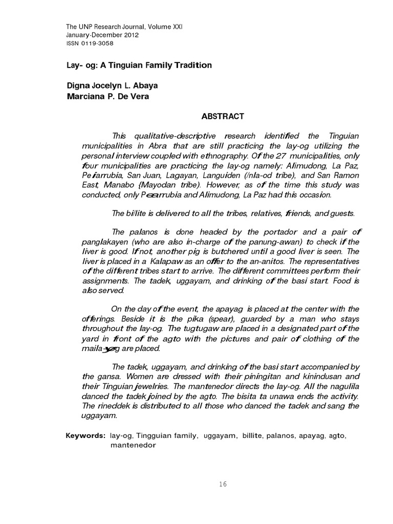 II Lay-+Og+a+Tinguian+Family+Tradition Vol - Xxi 2012 | PDF