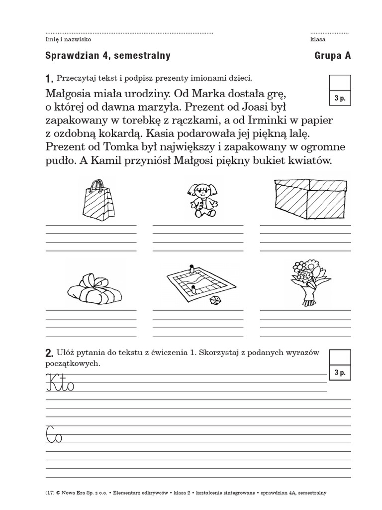 Sprawdzian 4 Semestralny Zintegrowane | PDF Sprawdzian 4 Semestralny Zintegrowane | PDF