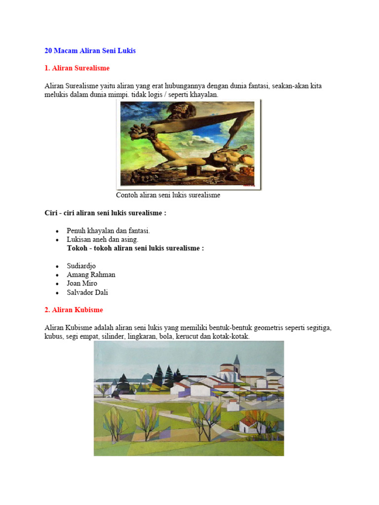 20 Macam Aliran Seni Lukis | PDF