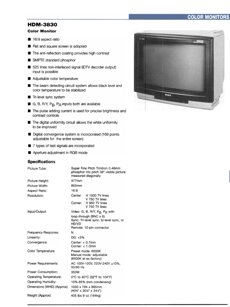 Sony hdm-3830 | Download Free PDF | Television | Filmmaking