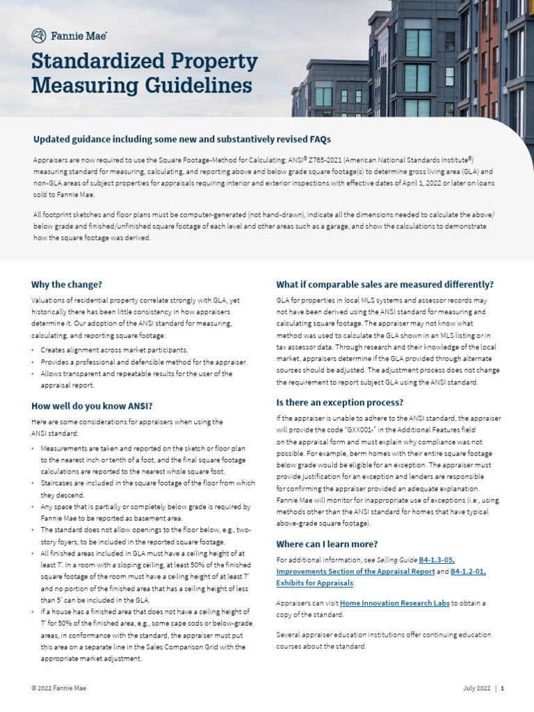 ANSI Fact Sheet-V7 | PDF | Real Estate Appraisal | Real Estate