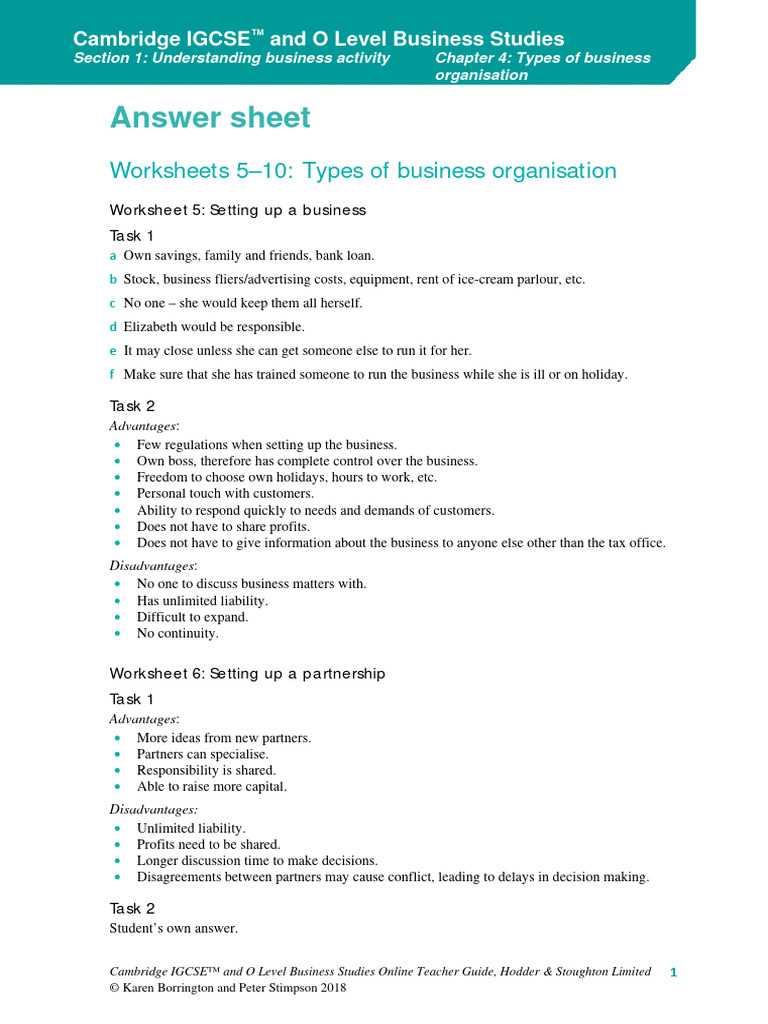 Answer Sheet - Worksheets 5-10 | PDF