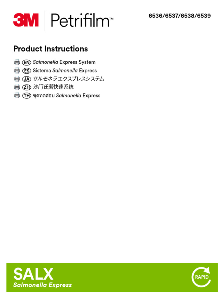 3M Petrifilm SALX Product Instructions | PDF | Laboratories | Salmonella