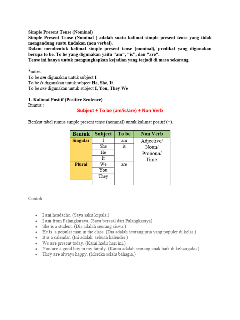 Nominal Simple Present | PDF
