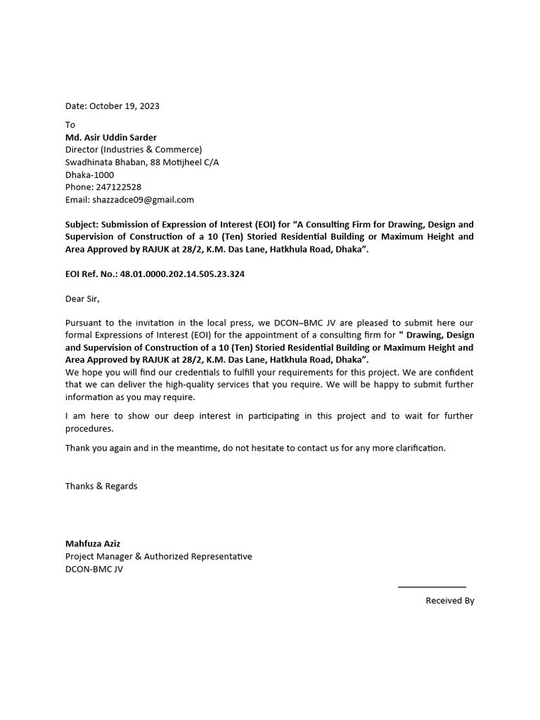 Forwarding Letter Drawing, Design and Supervision Project-2 | PDF ...