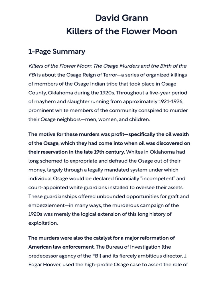 Killers of the Flower Moon - David Grann | PDF | Justice | Crime & Violence