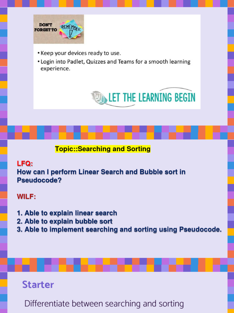 Y12 CS T2 W4 L3 Ch10 - Search - Sort | PDF | Algorithms And Data Structures | Computer Science