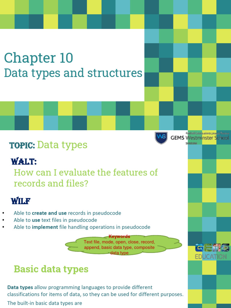 Y12 CS T2 W6 L1 Ch10 - Records - Files | PDF | Data Type | Computer File