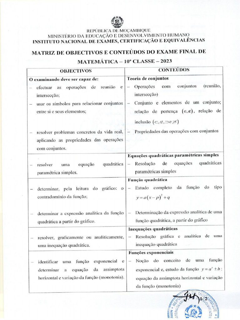 Matriz Mat. 10 Classe | PDF