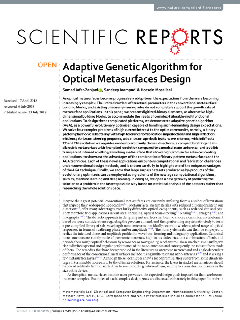 Adaptive Genetic Algorithm For Pdf Mathematical Optimization Infrared