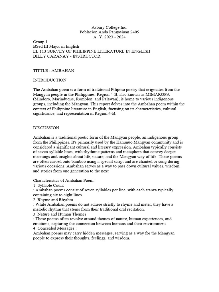 AMBAHAN | PDF | Poetry