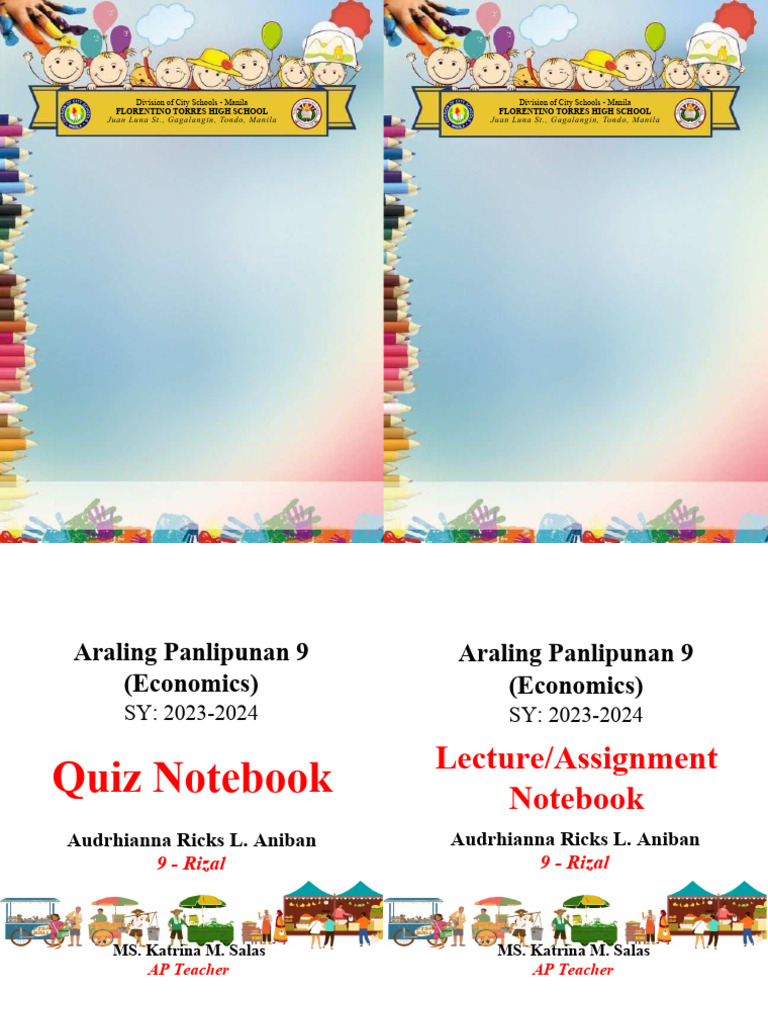 Economics Quiz Notebook CoverPage 2023 2024 | PDF