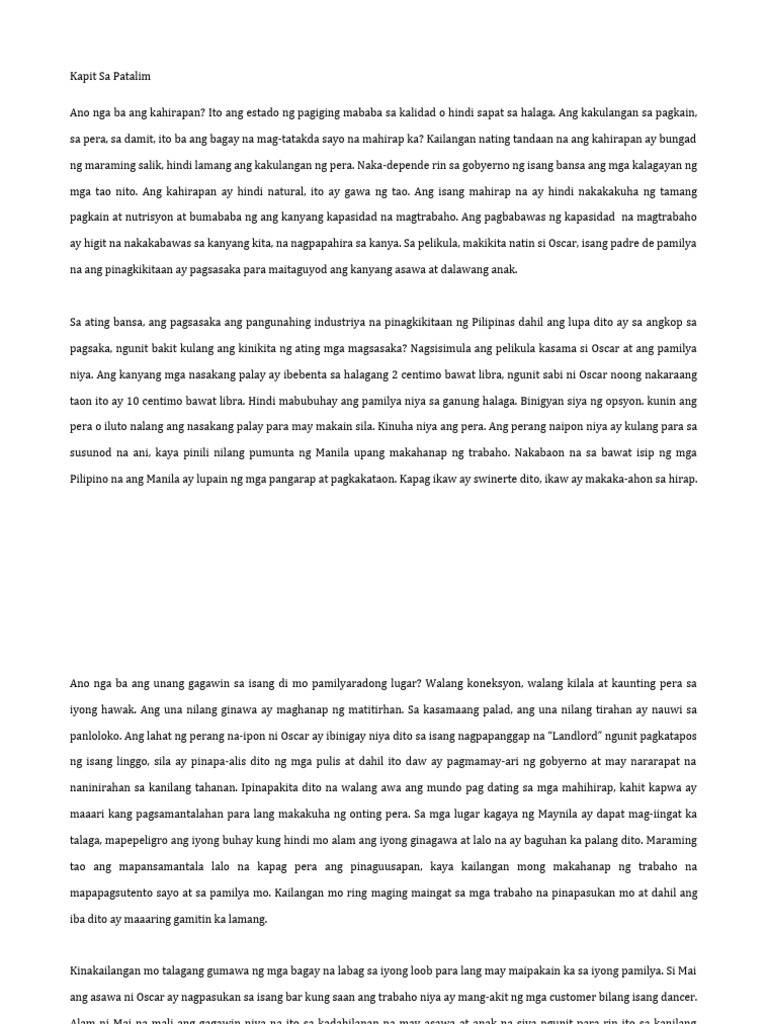 Kapit Sa Patalim by Gab A. | PDF