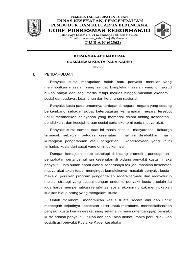 KAK SOSIALISASI KUSTA PADA KADER | PDF