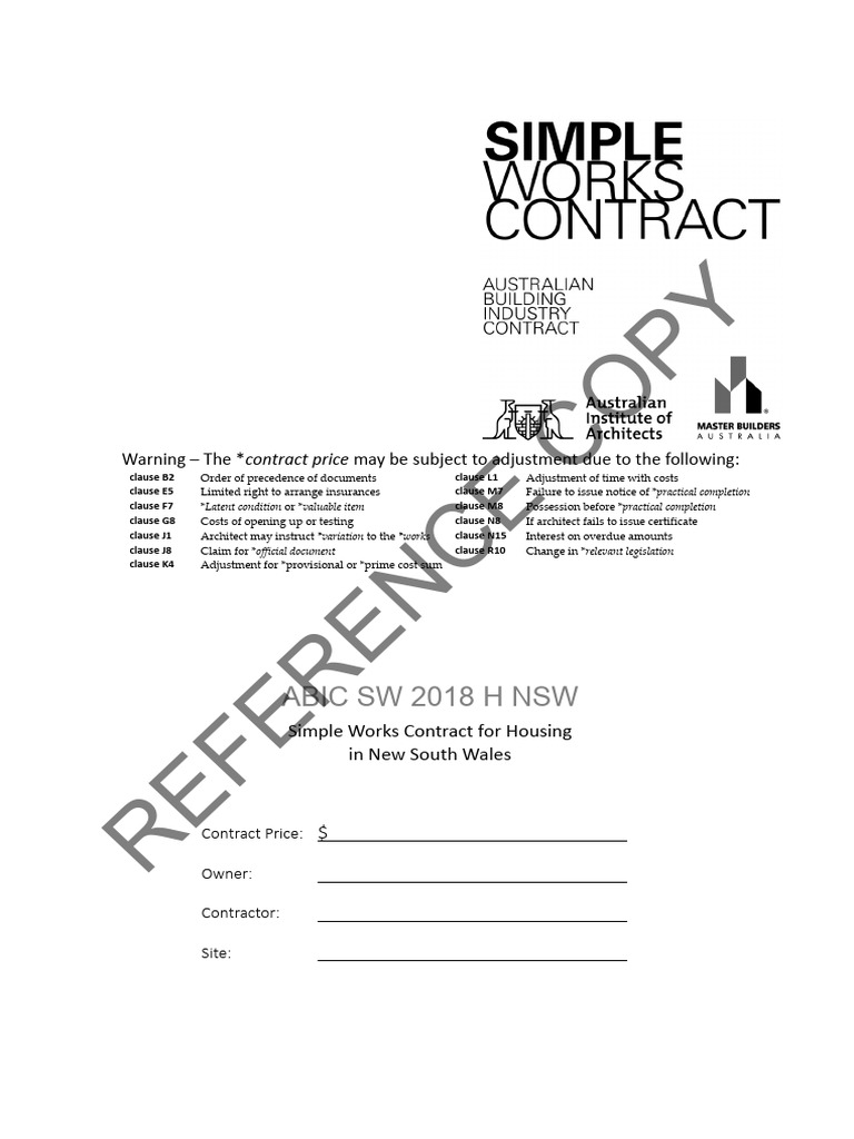 ABIC - Simple Works Contract | PDF | Insurance | Civil Law (Legal System)