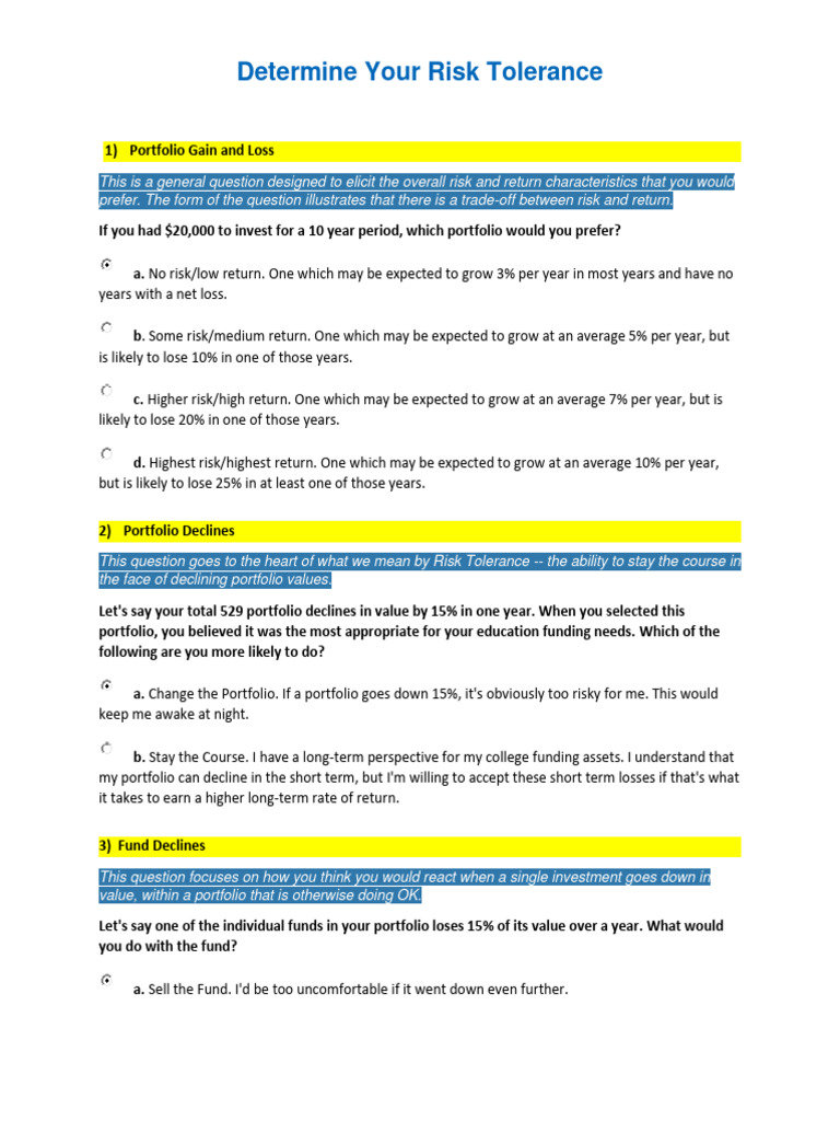 6.determine Your Risk Tolerance | PDF