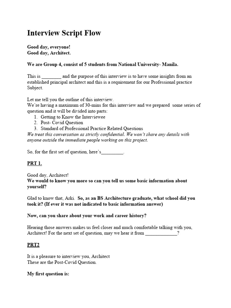 Interview Flow Script | PDF | Architect | Interview
