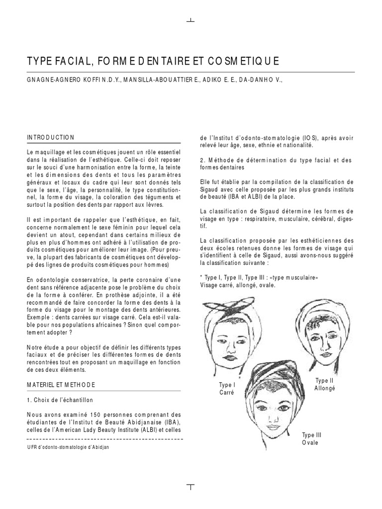 Type Facial, Forme Dentaire Et Cosmetique: UFR D'odonto-Stomatologie D ...