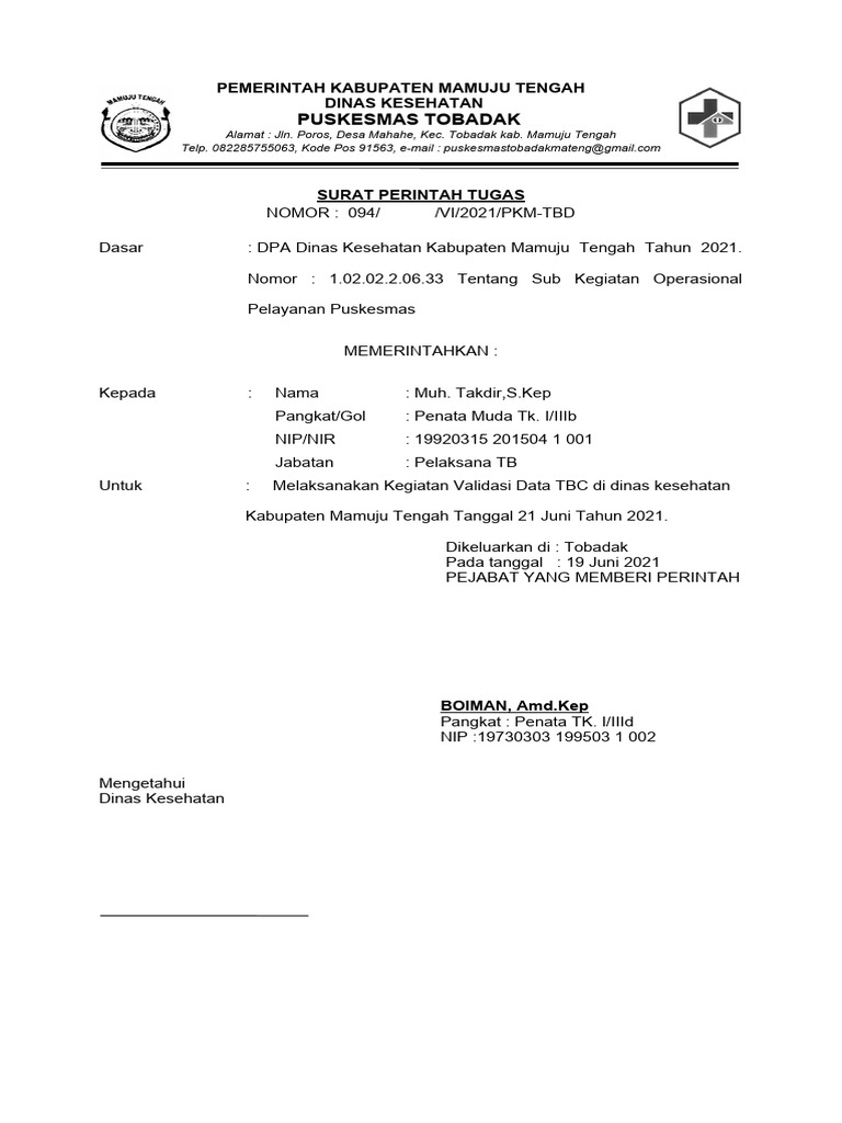 Surat Tugas Validasi | PDF