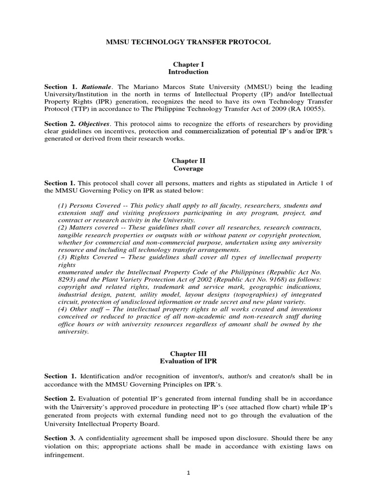 MMSU Technology Transfer Protocol | PDF