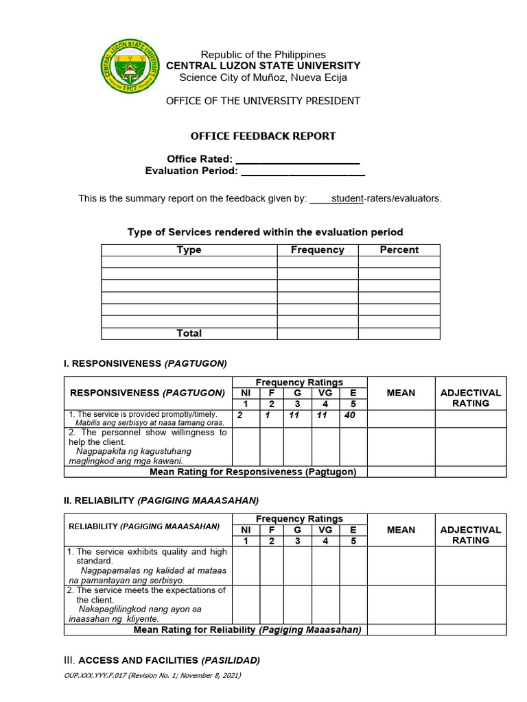 Feedback-Report Template | PDF