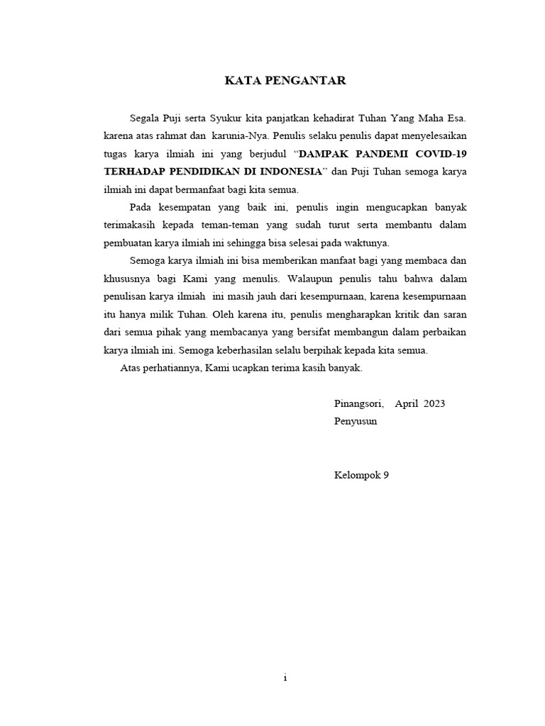 Kata Pengantar Karya Ilmiah | PDF
