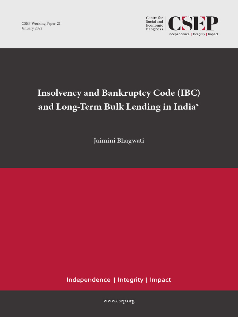 Insolvency and Bankruptcy Code IBC 1 | PDF | Bankruptcy | Loans