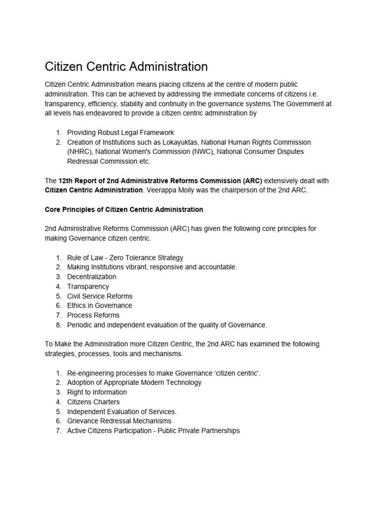 Citizen Centric Administration Explained | PDF | Governance ...