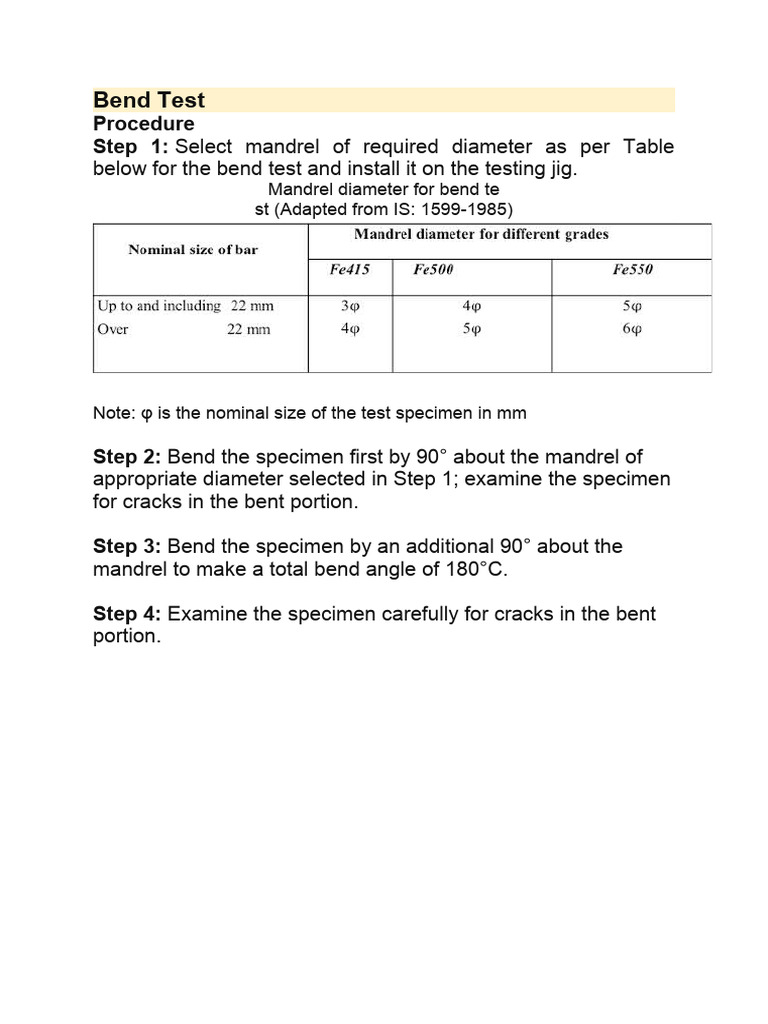 Bend Test | PDF