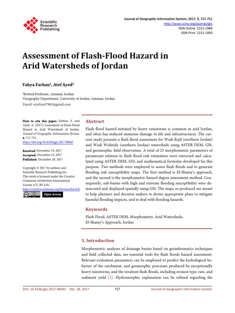 Assessment of Flash-Flood Hazard in Arid Watersheds of Jordan | PDF ...