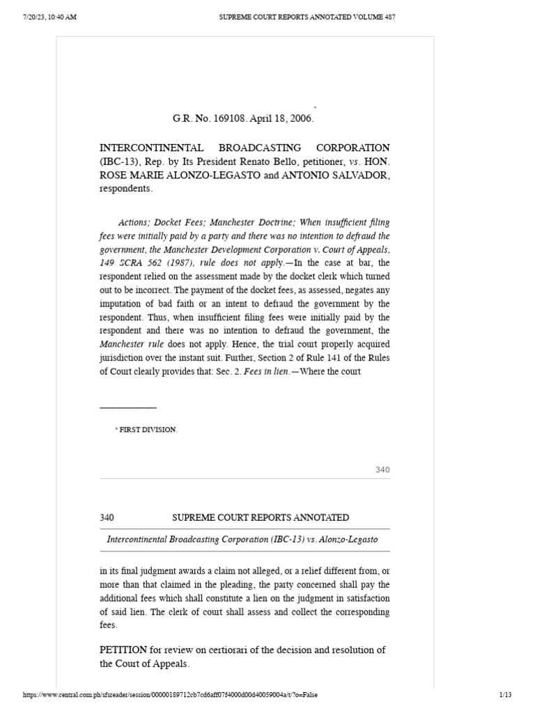 Intercontinental Broadcasting Corp. (IBC-13) v. Alonzo Legasto, G.R. No ... Intercontinental Broadcasting Corp. (IBC-13) v. Alonzo Legasto, G.R. No ...