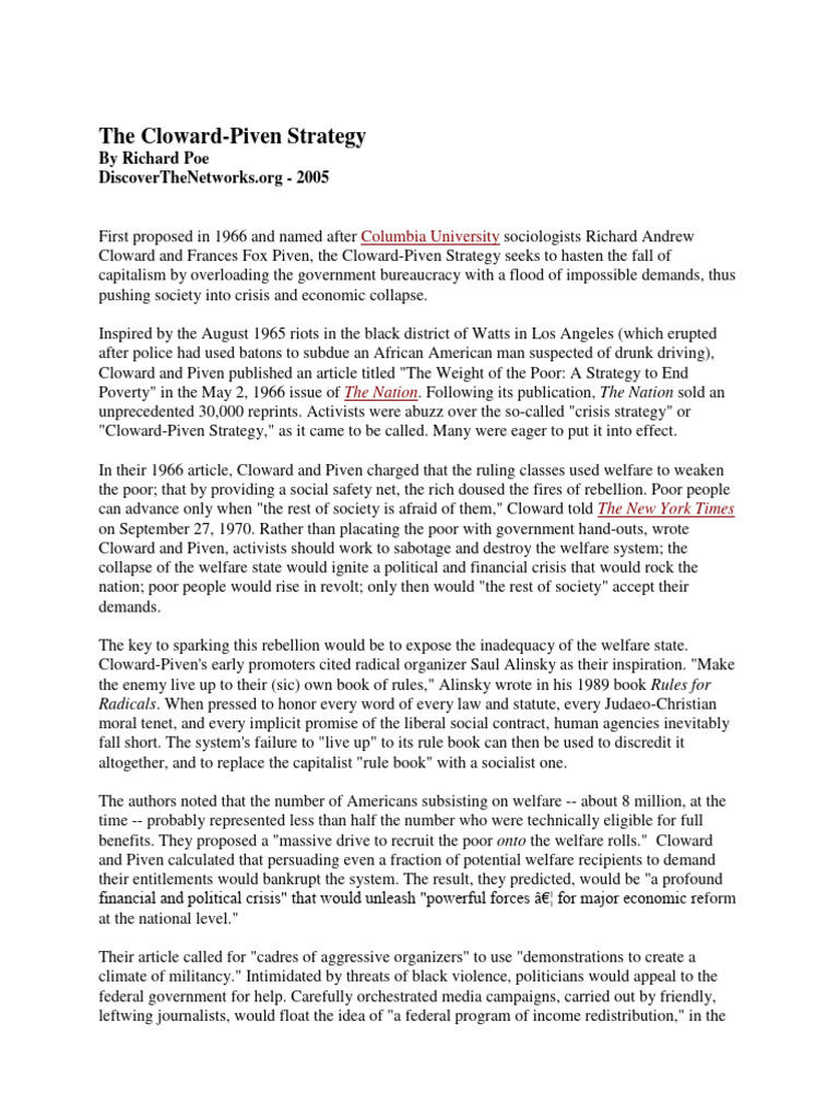 The Cloward Piven Strategy | PDF | Government
