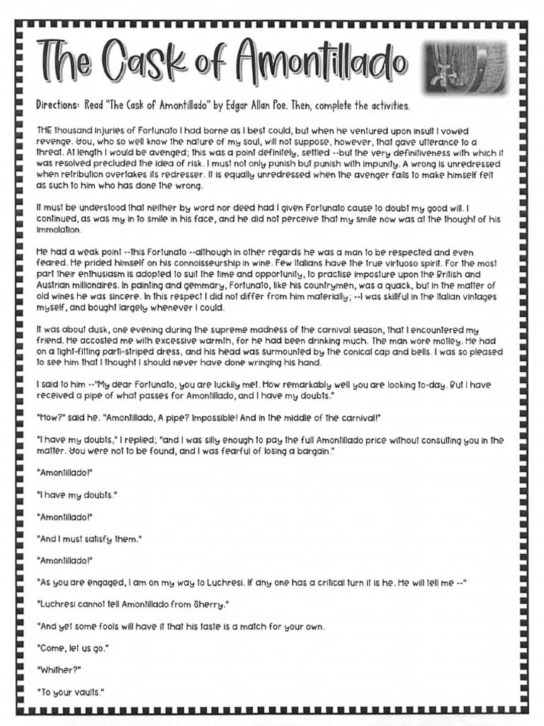 Cask of Amontillado Full-Text | PDF