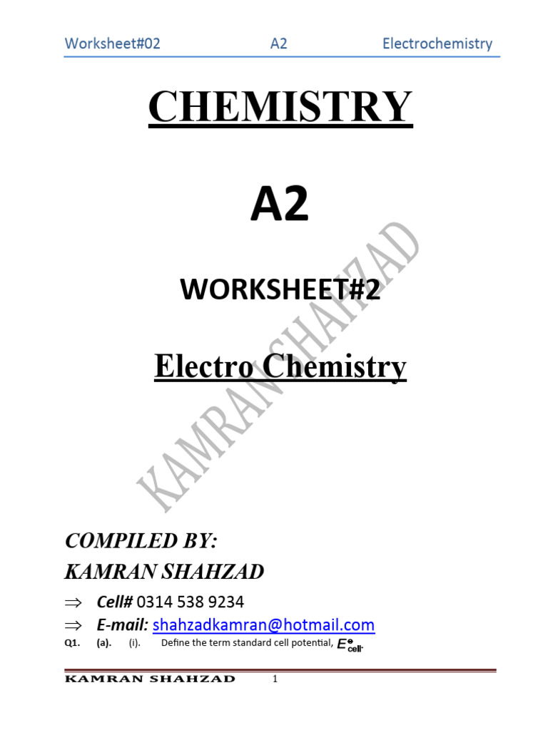 Electrochemistry 2 | PDF