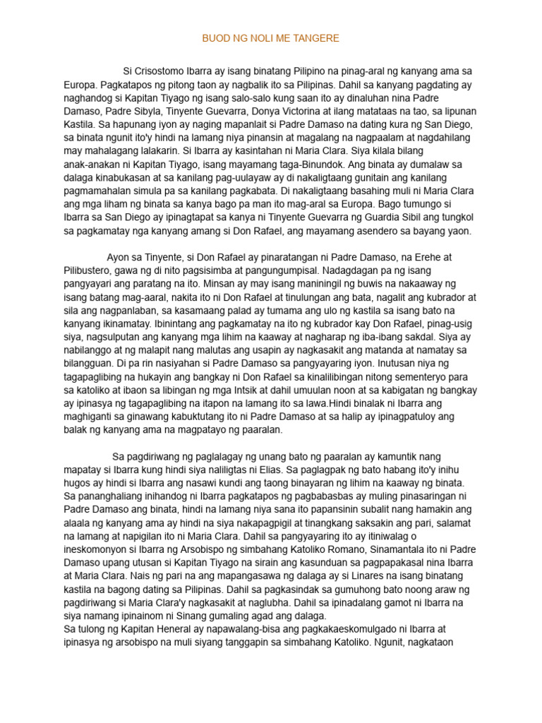 Buod NG Noli Me Tangere | PDF